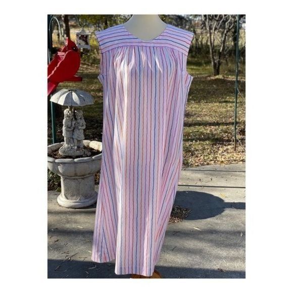 Vintage | Dresses | Vintagecandy Striped Housedress Night Gown ...